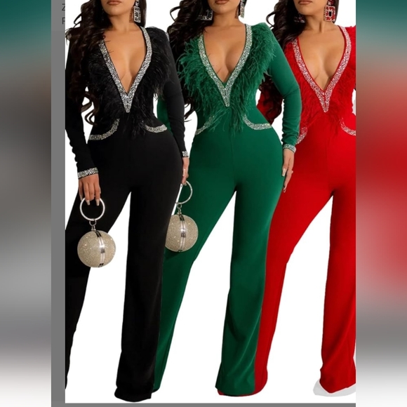 Amazon | Pants & Jumpsuits | Zoctuo Womens Sexy Elegant Rhinestone Bodycon Jumpsuits Party Club ...